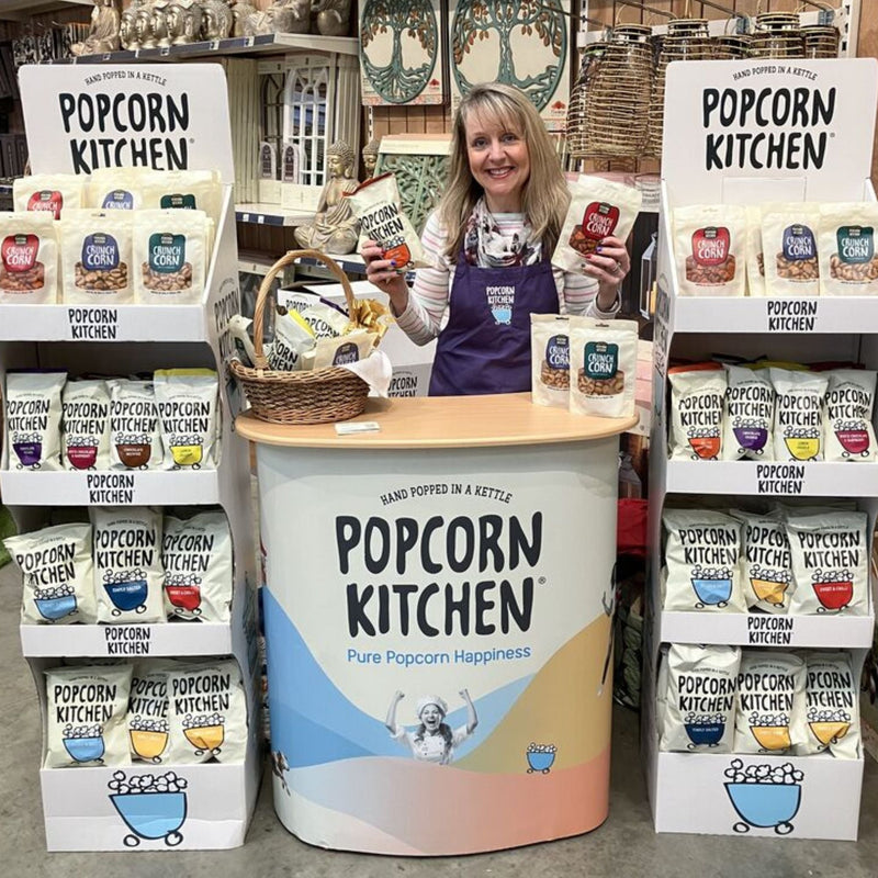 Louise with a popcorn display